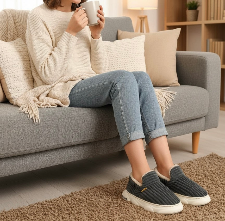 The Big Softie – Grey | Warm, Cushioned Slippers – Funky Feet