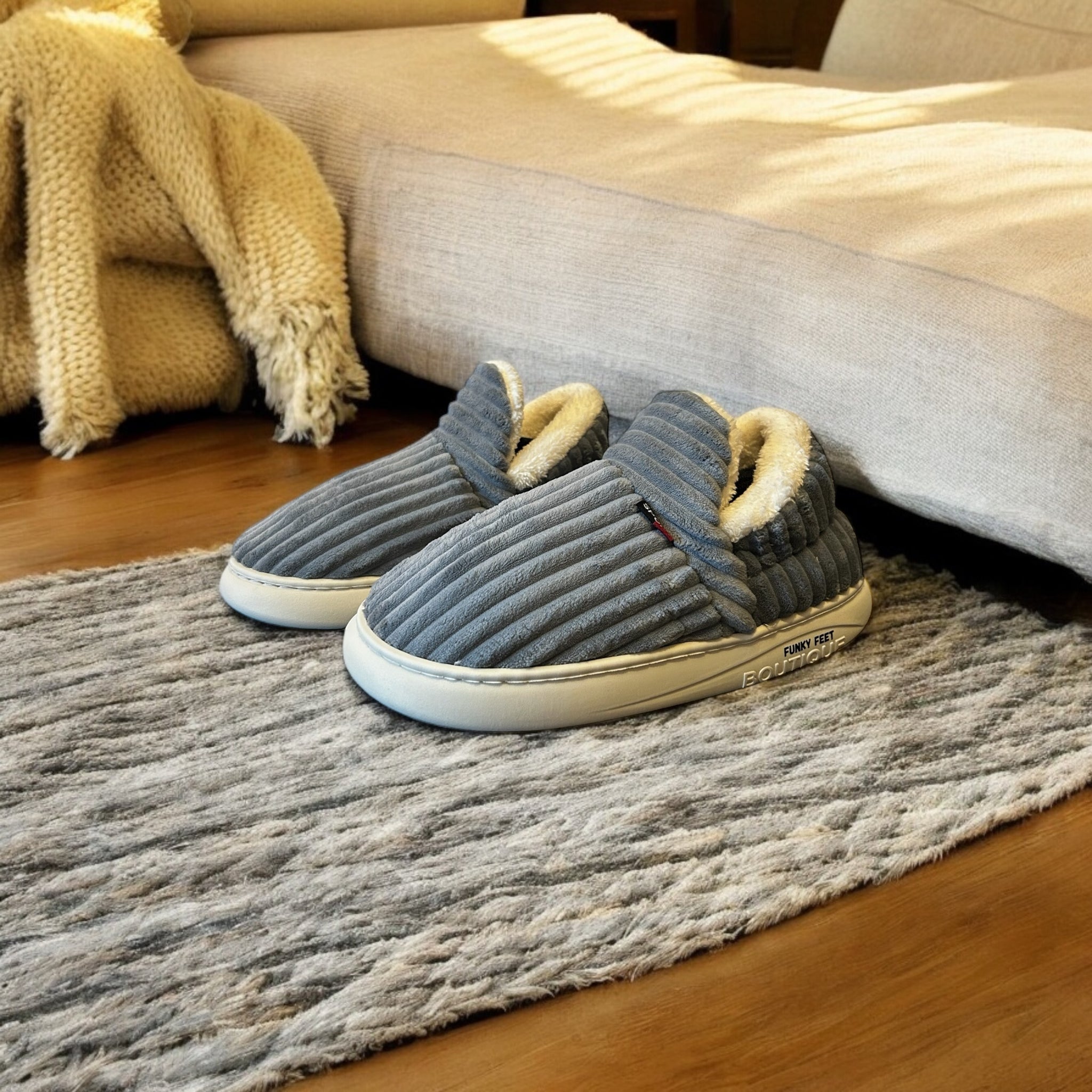 The Little Softie – Grey | Cosy Lightweight Slippers – Funky Feet